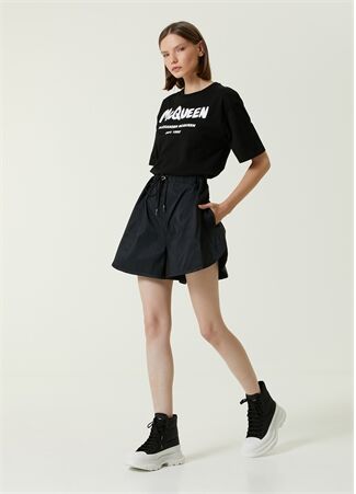 Alexander McQueen Kadın Siyah Beli Büzgülü Şort 42 IT