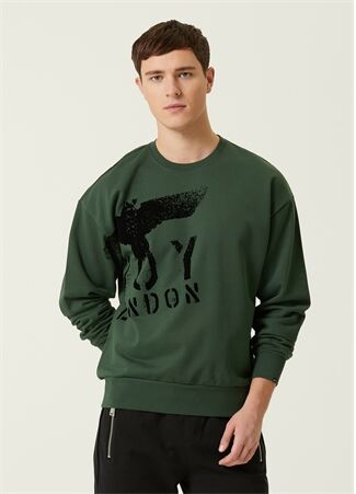 Boy London Erkek Yeşil Logo Detaylı Sweatshirt S EU