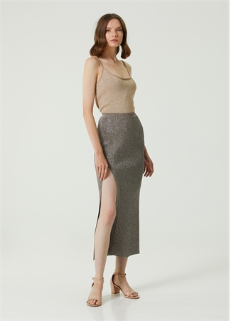 Missoni Kadın Gri Sim Dokulu Yırtmaçlı Midi Etek 42 IT Missoni Kadın Gri Sim Dokulu Yırtmaçlı Midi Etek 42 IT