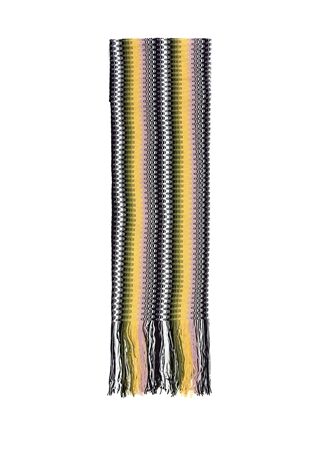 Missoni Kadın Siyah Sarı Zikzak Dokulu Yün Atkı EU