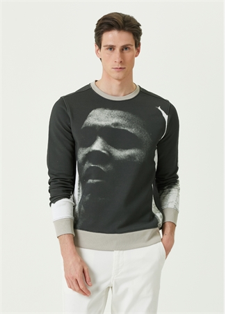 Limitato Erkek Yeşil Figür Baskılı Sweatshirt S Eu Limitato Erkek Yeşil Figür Baskılı Sweatshirt S Eu