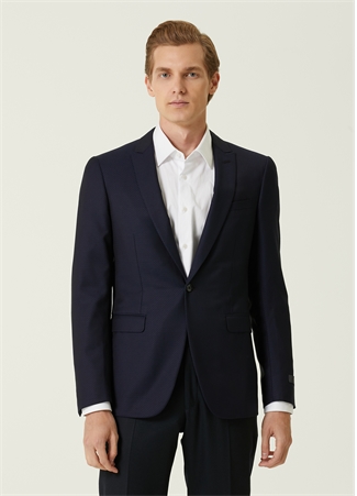 Pal Zileri Erkek Lacivert Kırlangıç Yaka Desenli Yün Ceket 48 IT