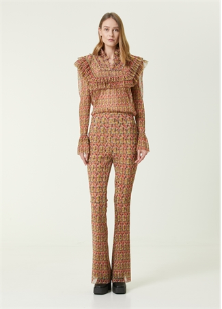 Philosophy di Lorenzo Serafini Kadın Pembe Çiçekli Pilili Bol Paça Pantolon 42 IT