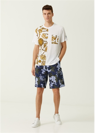 Versace Jeans Couture Erkek Lacivert Kamuflaj Desenli Logolu Bermuda Mavi 46 IT Versace Jeans Couture Erkek Lacivert Kamuflaj Desenli Logolu Bermuda Mavi 46 IT