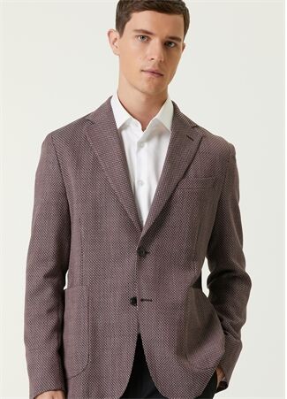 Pal Zileri Erkek Bordo Mikro Kazayağı Desenli Ceket 52 IT