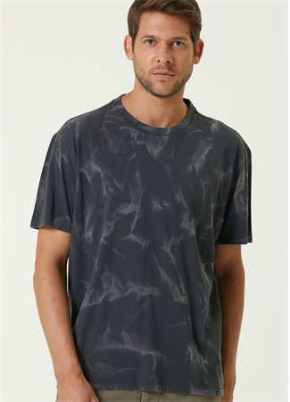 Allsaints Erkek Cruz Siyah Batik Desenli T-shirt S EU
