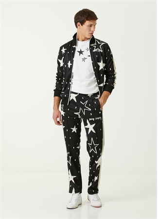 Palm Angels Erkek Siyah Yıldız Desenli Şeritli Logolu Sweatshirt S EU Palm Angels Erkek Siyah Yıldız Desenli Şeritli Logolu Sweatshirt S EU