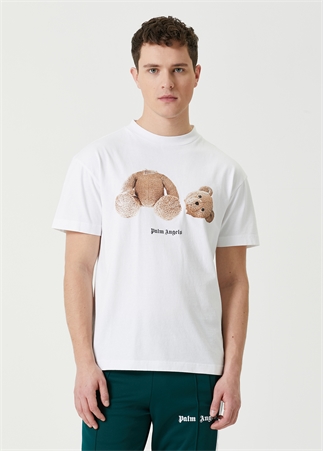 Palm Angels Erkek Beyaz Ayıcık Baskılı Logolu T-shirt S EU Palm Angels Erkek Beyaz Ayıcık Baskılı Logolu T-shirt S EU