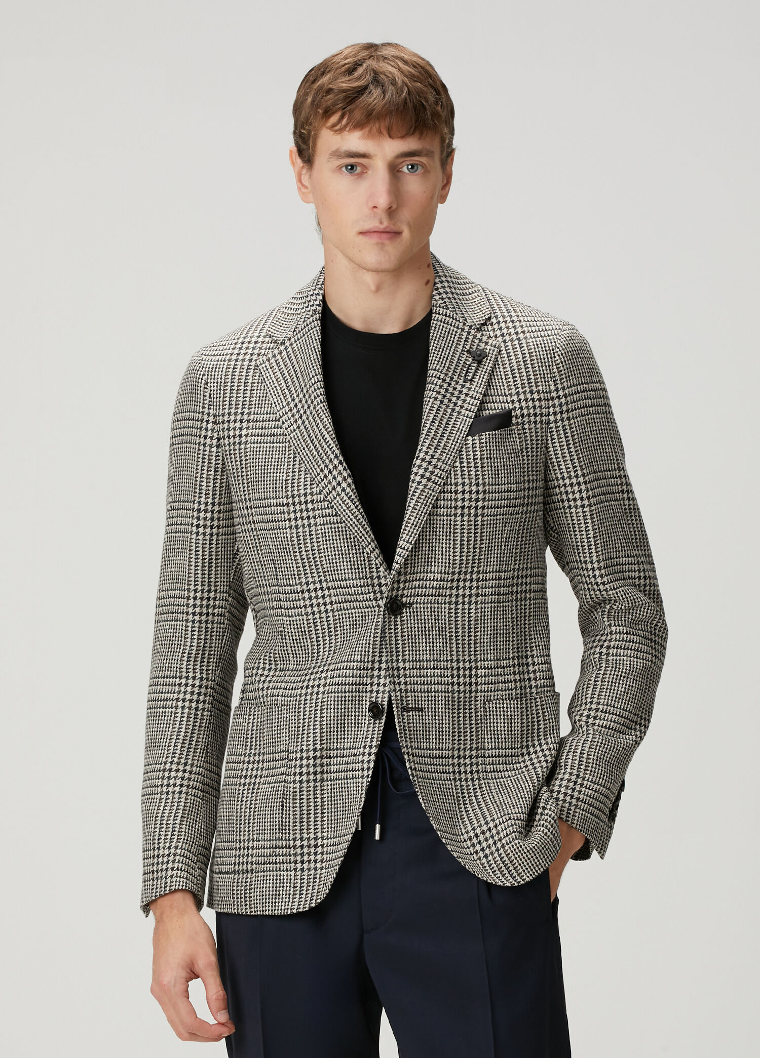 Lardini - Multi-Colored Green Plaid Pattern Wool Jacket