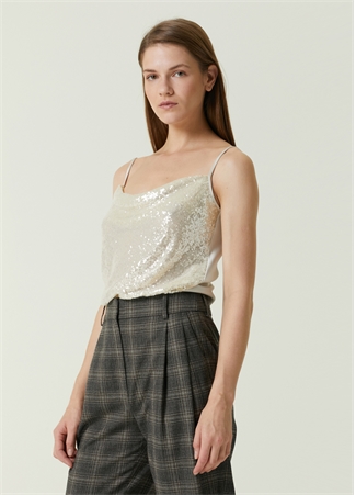 Beymen Club Kadın Bej Degaje Yaka Pullu Abiye Bluz XS