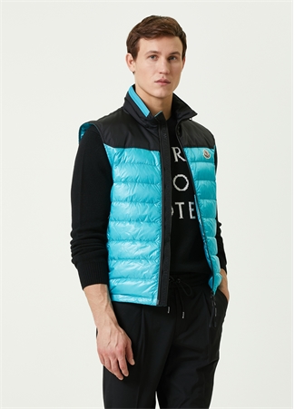 Moncler Erkek Mavi Siyah Kapüşonlu Puff Yelek 5 US Moncler Erkek Mavi Siyah Kapüşonlu Puff Yelek 5 US