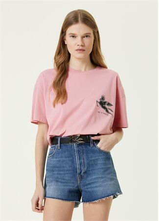 Etro Kadın Pembe Bisiklet Yaka Logolu T-shirt S EU