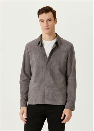 Network Erkek Gri Süet Gömlek S EU