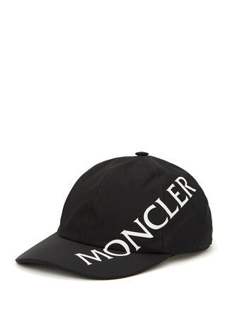 Moncler Erkek Siyah Logo Baskılı Şapka EU