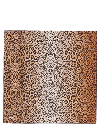 Beymen Kadın Leopar Desenli 90x90 cm Twill İpek Eşarp Bej EU