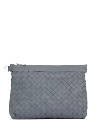 Bottega Veneta Erkek Gri Örgü Dokulu Deri El Portföyü EU
