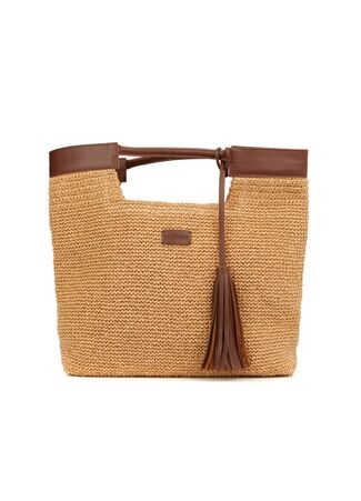 Divarese Kadın Natürel Hasır El Çantası Bej EU