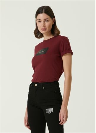 Les Benjamins Kadın Bordo Logo Baskılı T-shirt S EU
