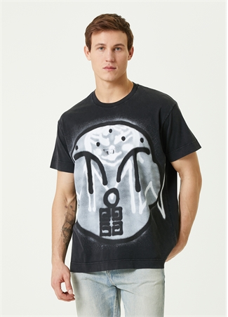 Givenchy Erkek Siyah Beyaz Figür Detaylı T-shirt M EU Givenchy Erkek Siyah Beyaz Figür Detaylı T-shirt M EU