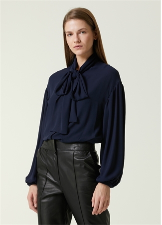Beymen Club Kadın Lacivert Yakası Bağlamalı Gömlek S EU Beymen Club Kadın Lacivert Yakası Bağlamalı Gömlek S EU