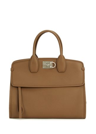 Salvatore Ferragamo Kadın Taba Logo Detaylı Deri Omuz Çantası Turuncu EU