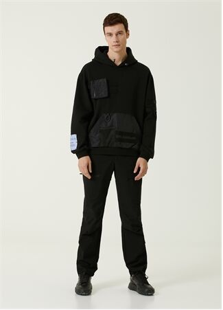 MCQ Erkek Siyah Yüksek Bel Paça Detaylı Pantolon L EU