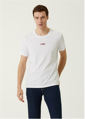 Bassigue Erkek Beyaz Bisiklet Yaka Yazı Detaylı T-shirt S EU Bassigue Erkek Beyaz Bisiklet Yaka Yazı Detaylı T-shirt S EU