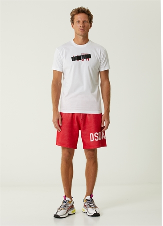 Dsquared2 Erkek Kırmızı Logo Baskılı Bermuda L EU Dsquared2 Erkek Kırmızı Logo Baskılı Bermuda L EU