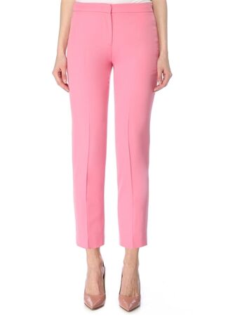 Alexander McQueen Kadın Pembe Yüksek Bel Dar Paça Yün Pantolon 38 IT