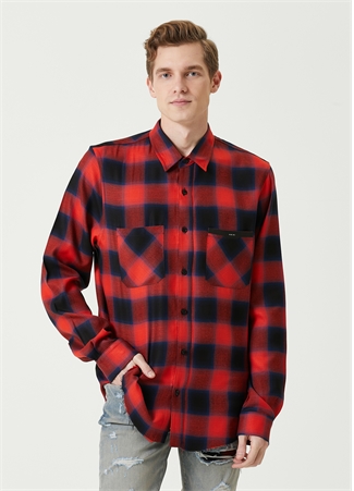 Amiri Erkek Kırmızı Siyah Ekoseli Logo Detaylı Gömlek M EU Amiri Erkek Kırmızı Siyah Ekoseli Logo Detaylı Gömlek M EU