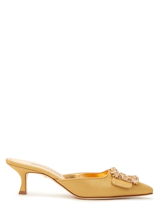 Manolo Blahnik Kadın Gold Taşlı Tokalı Gece Ayakkabısı Altın Rengi 37 EU