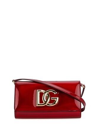 Dolce&Gabbana Kadın Kırmızı Logolu Deri Omuz Çantası EU