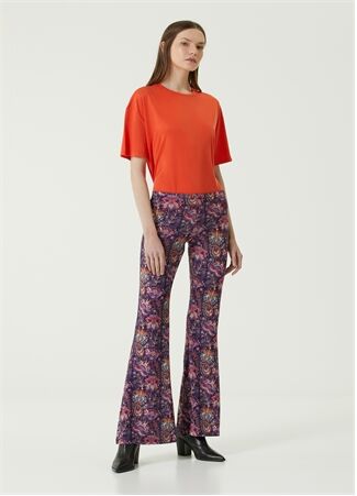 Black Coral Kadın Mor Desenli Bol Paça Pantolon EU