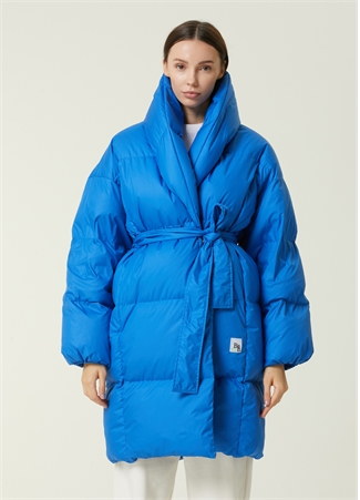 Bacon Kadın Dada Mavi Şal Yaka Kuşaklı Puff Mont XS EU Bacon Kadın Dada Mavi Şal Yaka Kuşaklı Puff Mont XS EU