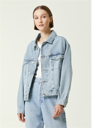 Agolde Kadın Riley Crop Mavi Jean Ceket S US