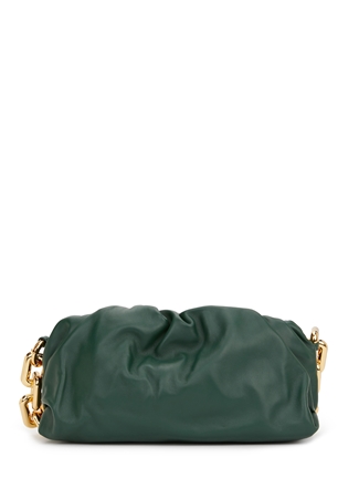 Bottega Veneta Kadın Haki Drapeli Deri Omuz Çantası Yeşil EU