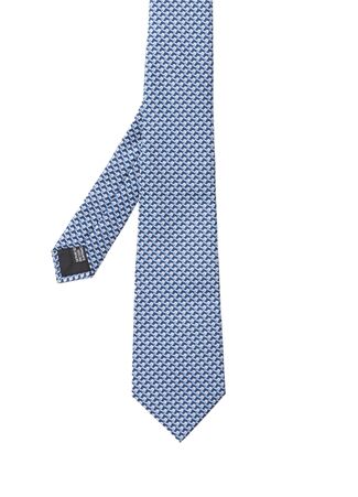 Lanvin Erkek Lacivert Mikro Desenli İpek Kravat Eu