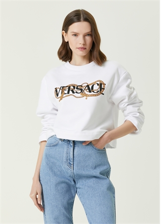 Versace Kadın Beyaz Logo Detaylı Sweatshirt 42 IT Versace Kadın Beyaz Logo Detaylı Sweatshirt 42 IT