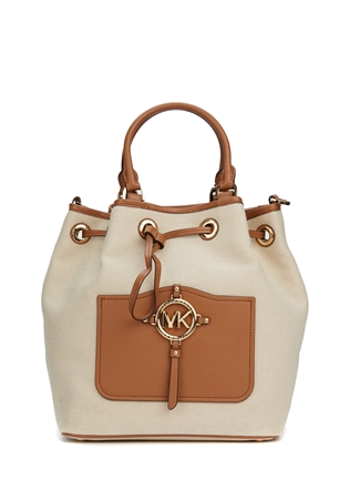 Michael Kors Kadın Bej Taba Logolu Ağzı Büzgülü Omuz Çantası Turuncu EU