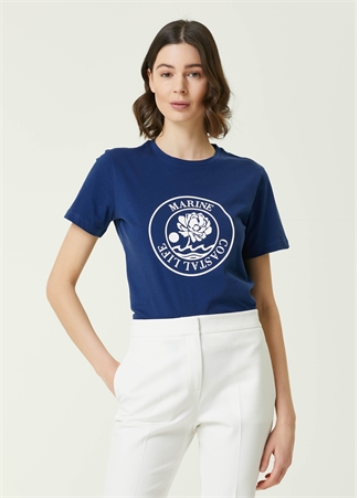 Beymen Collection Kadın Lacivert Bisiklet Yaka Baskılı T-shirt S Eu Beymen Collection Kadın Lacivert Bisiklet Yaka Baskılı T-shirt S Eu