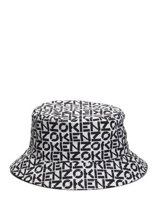 Kenzo Kadın Siyah Beyaz Logo Baskılı Şapka M Eu