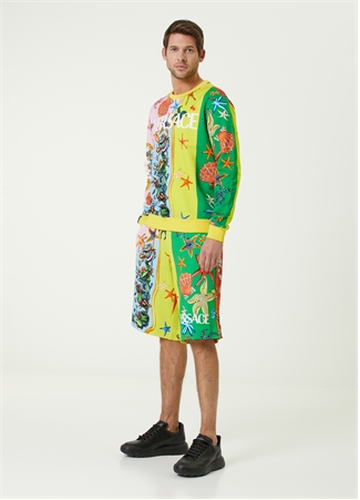 Versace Erkek Yeşil Sarı Deniz Kabuğu Desenli Logolu Bermuda M EU Versace Erkek Yeşil Sarı Deniz Kabuğu Desenli Logolu Bermuda M EU