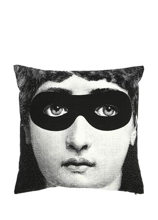 Fornasetti Burlesque Figür Baskılı 40x40 cm Dekoratif Yastık Siyah