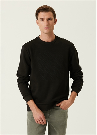 Network Erkek Slim Fit Siyah Desenli Sweatshirt S EU Network Erkek Slim Fit Siyah Desenli Sweatshirt S EU