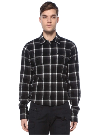 Dsquared2 Erkek Siyah Beyaz Ekose Desenli Gömlek 50 IT