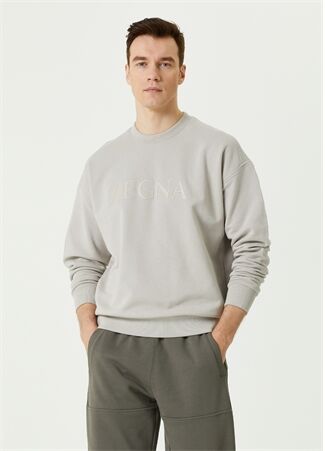 Z Zegna Erkek Bej Logo Baskılı Kazak L It