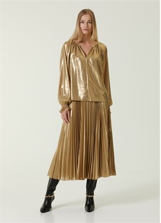 Beymen Collection Kadın Gold V Yaka Büzgülü Uzun Kol Bluz Gri 34 Beymen Collection Kadın Gold V Yaka Büzgülü Uzun Kol Bluz Gri 34