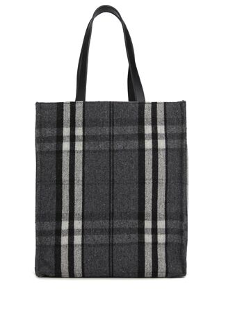 Academia Kadın Siyah Gri Ekose Desenli Alışveriş Çantası EU