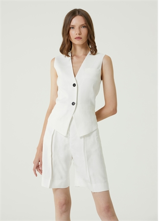 Victoria by Beckham Kadın Beyaz V Yaka Yelek 8 US Victoria by Beckham Kadın Beyaz V Yaka Yelek 8 US