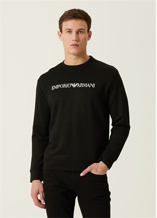 Emporio Armani Erkek Siyah Logolu Sweatshirt L EU